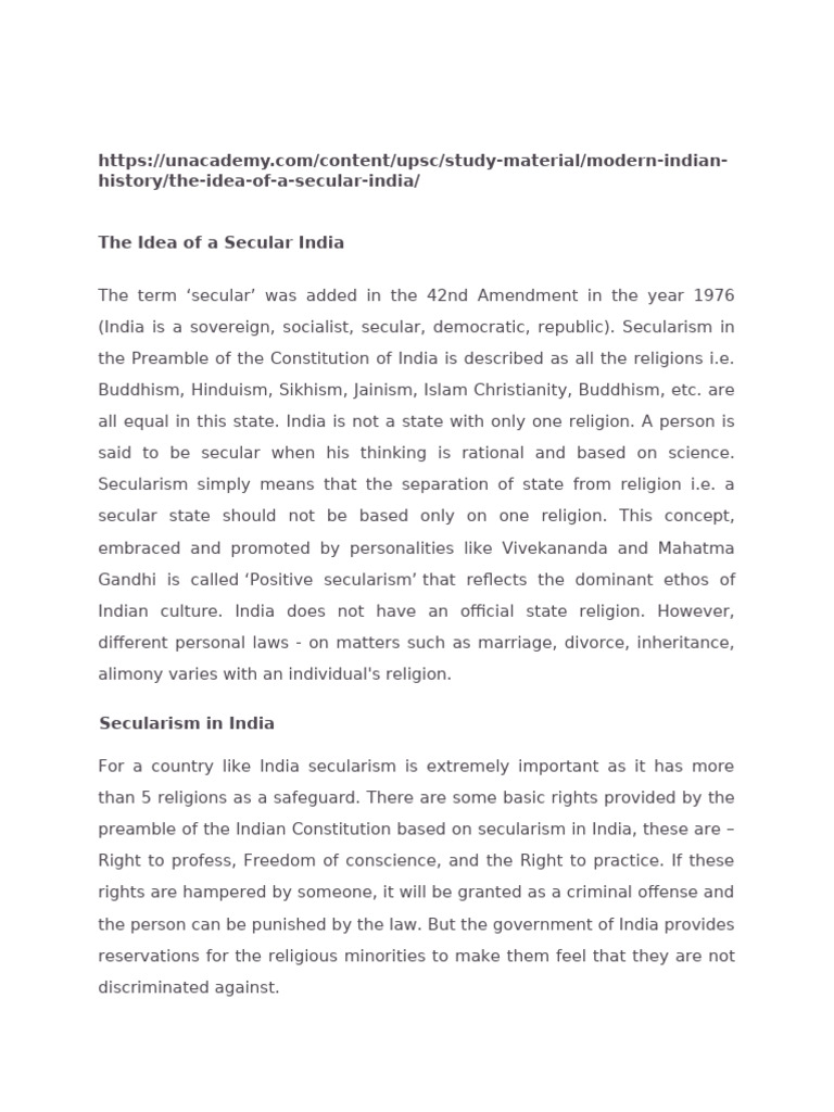 Unit II Secularism in India | PDF | Secularism | Political Science