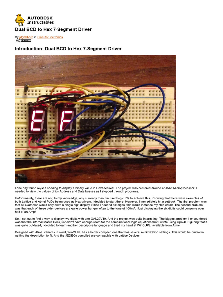 Dual BCD to Hex 7-Segment Driver _ 6 Steps - Instructables | PDF | Computer Engineering | Computing