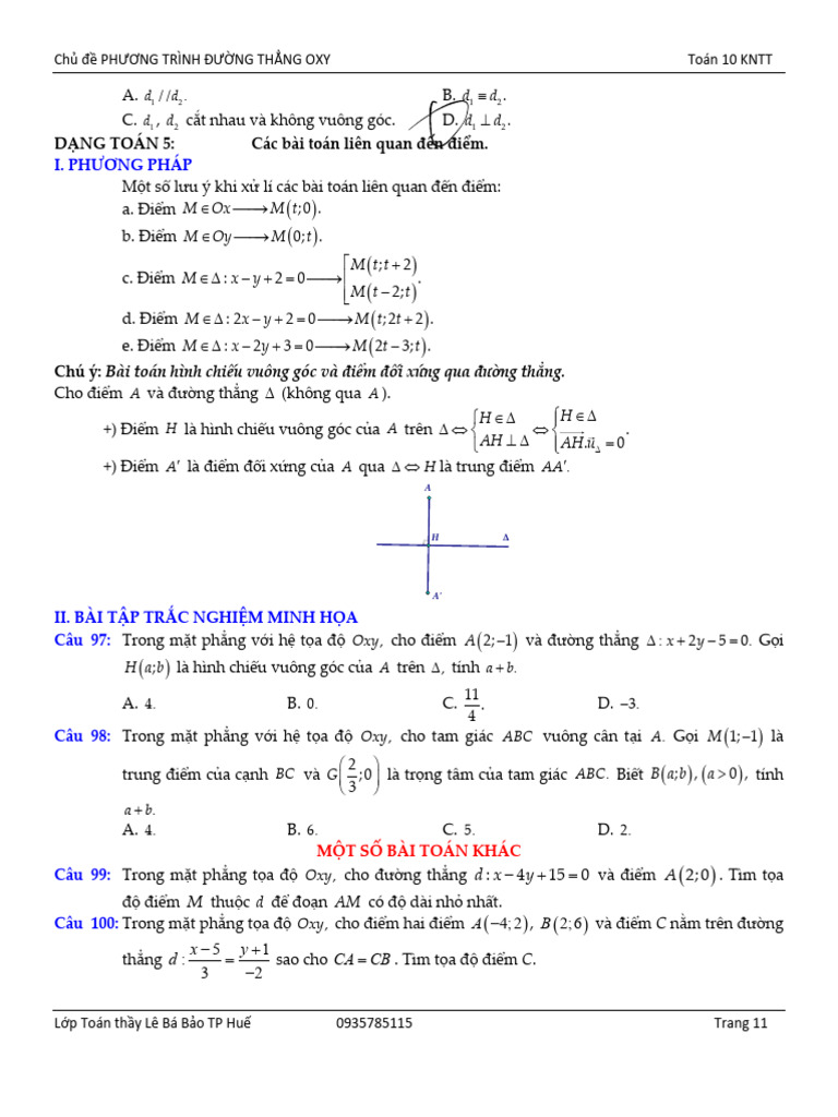 Chu de Phuong Trinh Duong Thang Trong Mat Phang Toan 10 Knttvcs QDV | PDF
