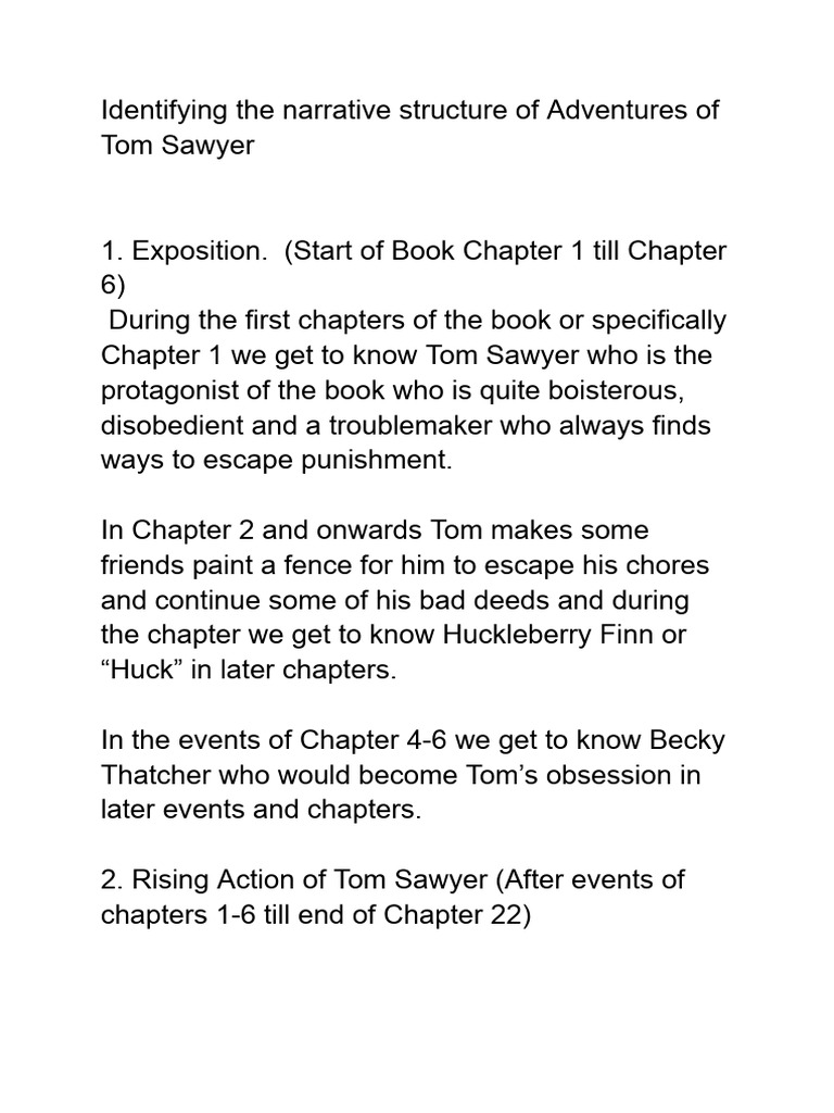Narrative Structure of Tom Sawyer | PDF | The Adventures Of Tom Sawyer ...