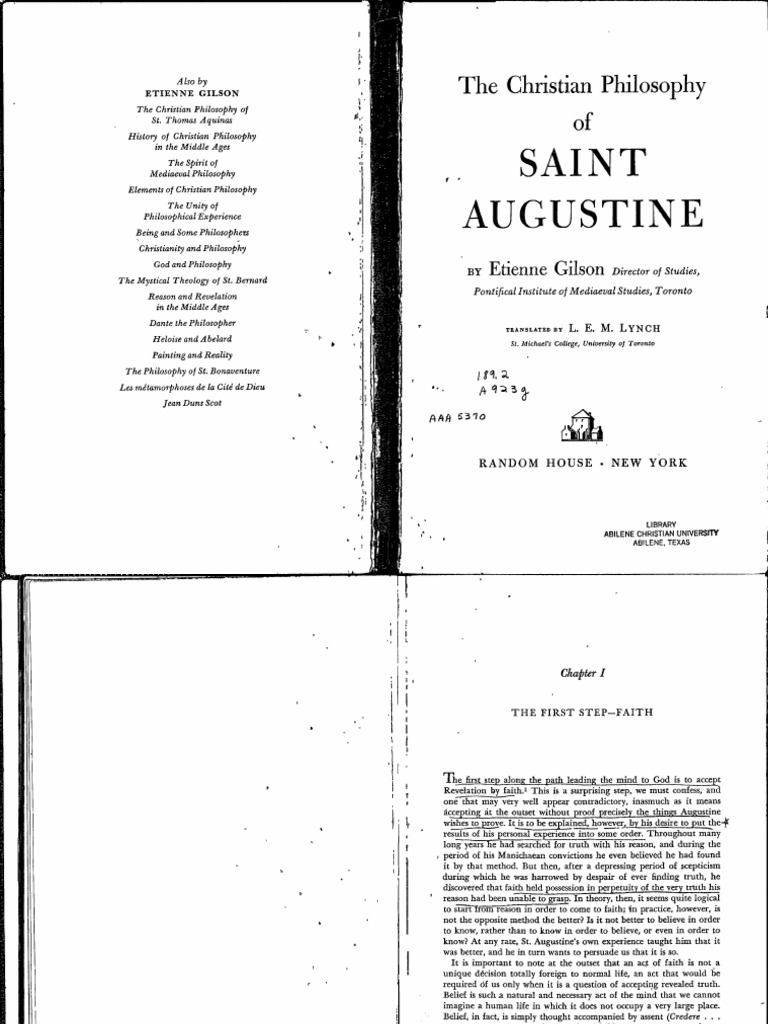 Gilson Augustine_Faith_Reason | PDF | Faith | Augustine Of Hippo