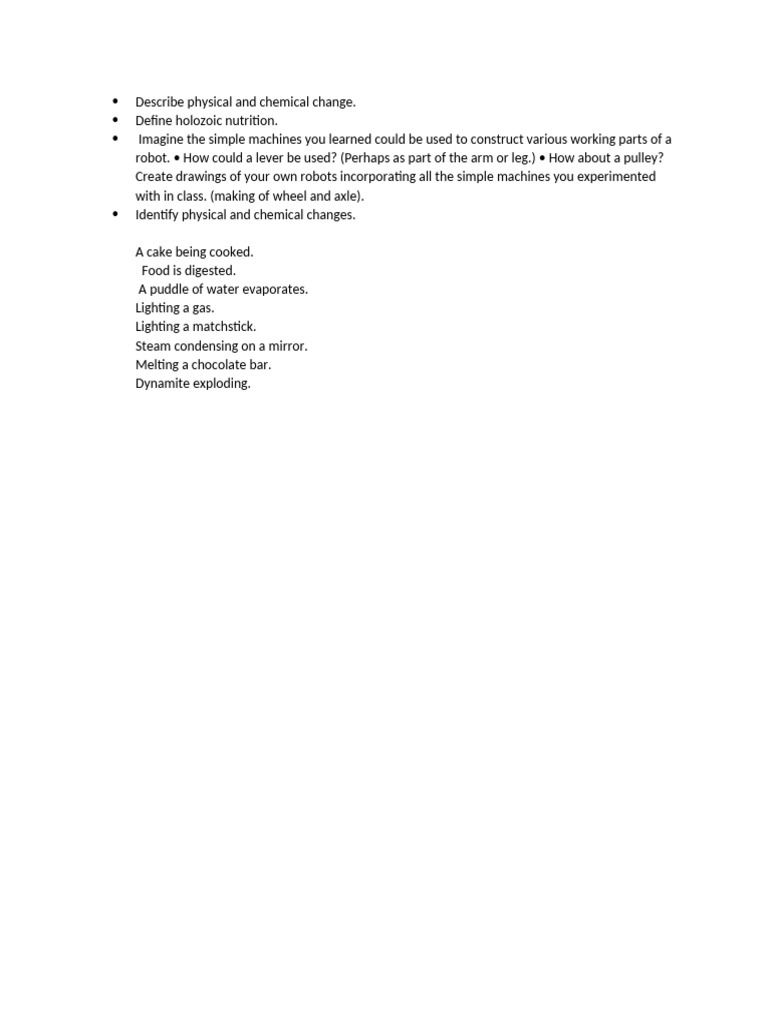 Describe Physical and Chemical Change | PDF