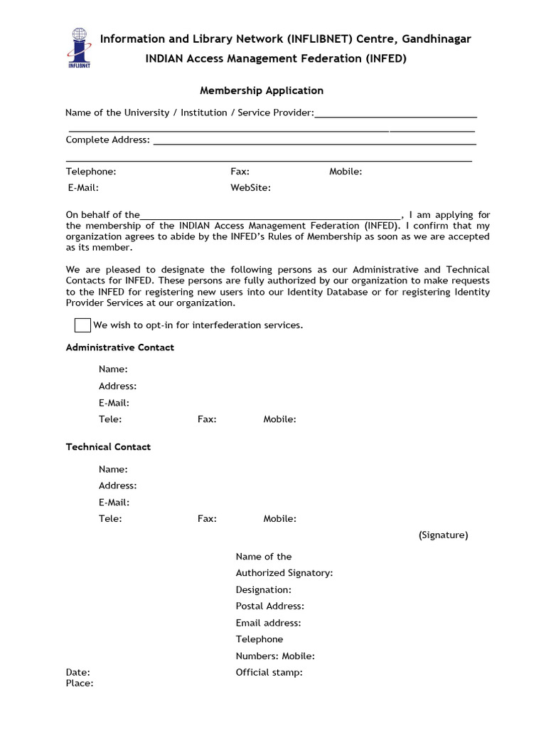 INFED Membership Application Form | PDF