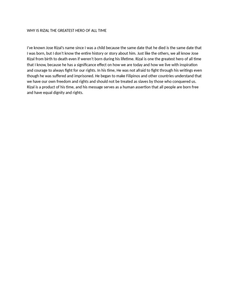 Why Is Rizal The Greatest Hero of All Time | PDF