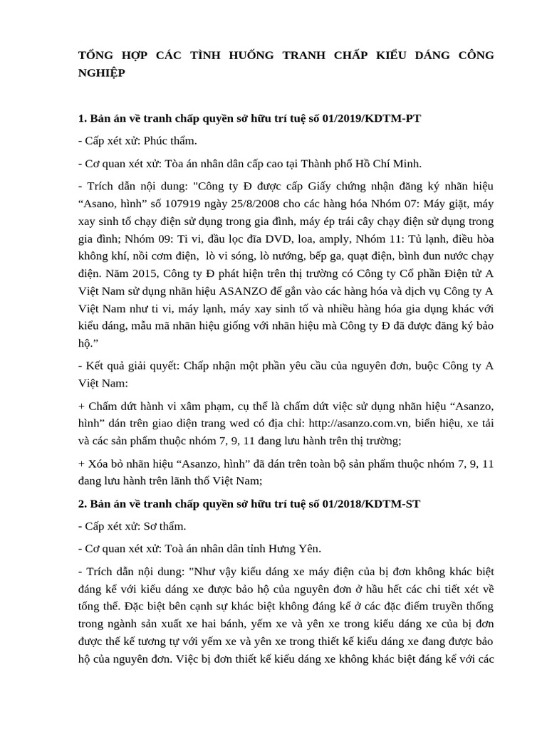 Tong Hop Cac Tinh Huong Tranh Chap Kieu Dang Cong Nghiep | PDF