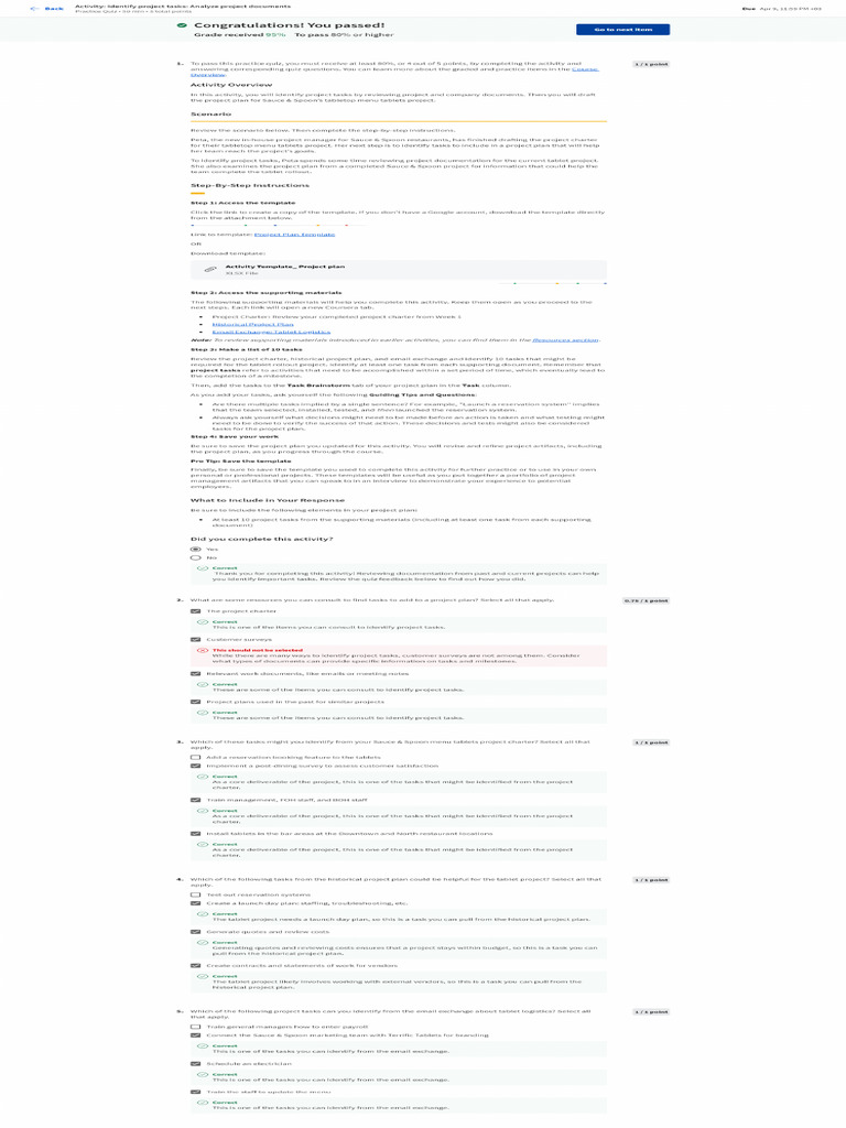 Activity - Identify Project Tasks - Analyze Project Documents ...
