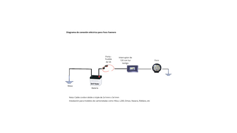 Diagrama de Conexión Eléctrica para Foco Faenero | PDF