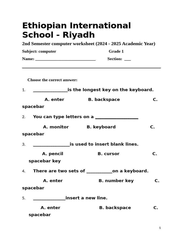 computer 2 midtrm work sheet | PDF | Cursor (User Interface) | Computer Keyboard