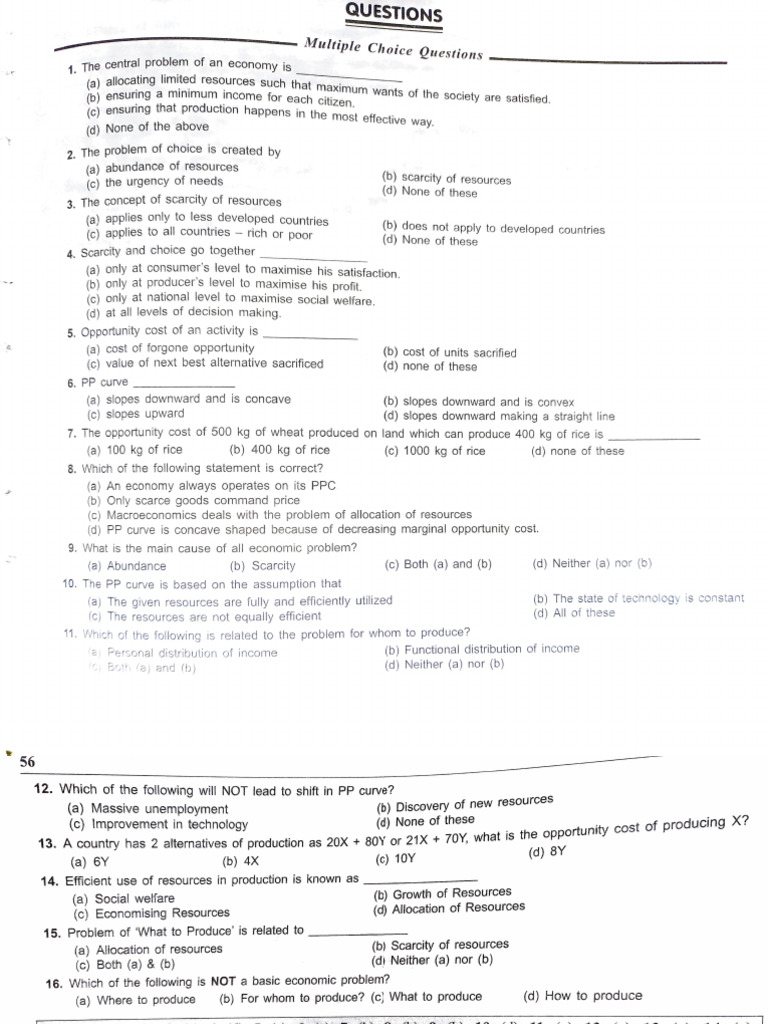 Economic Problems and Choices Quiz | PDF | Opportunity Cost ...