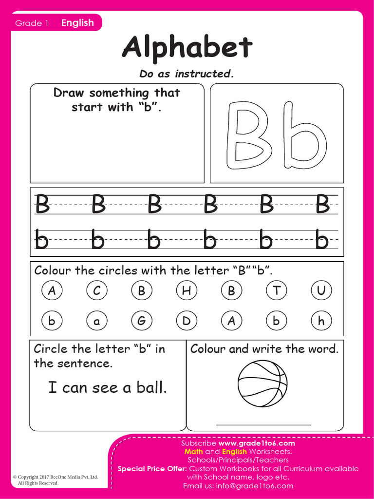 Alphabet B Worksheet Grade 1 | PDF