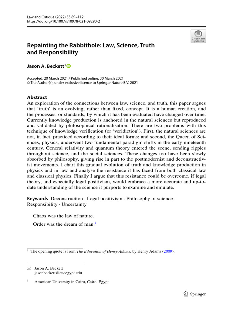 Beckett 2021 Repainting The Rabbit Hole | PDF | Positivism | Science