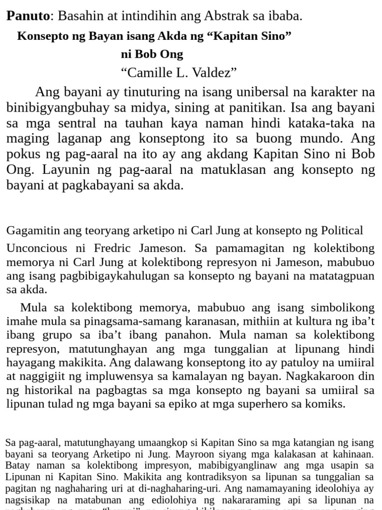 Halimbawa Abstrak | PDF