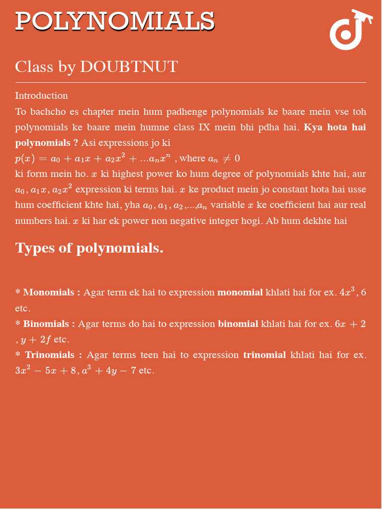 Class-10-Maths-Chapter 2 Notes | PDF | Polynomial | Mathematics Of ...