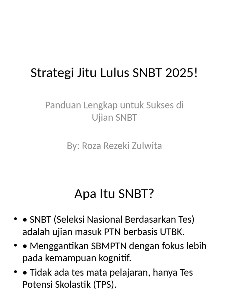 Strategi Lulus SNBT 2025 yang Efektif | PDF