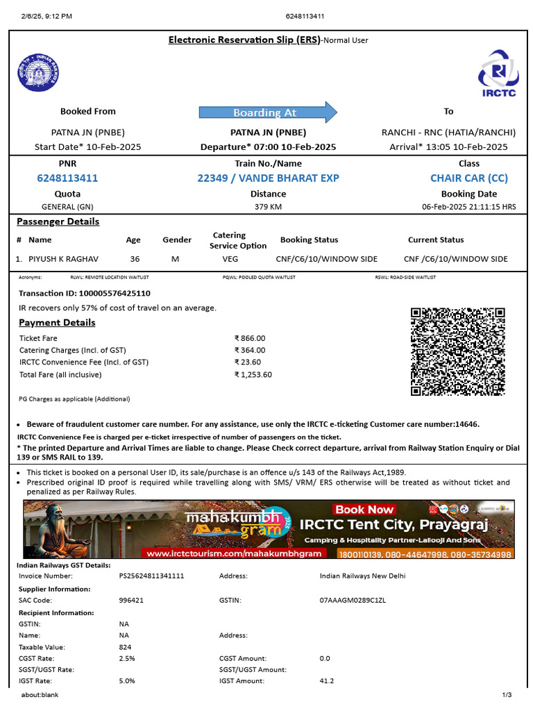 Ticket P 10-02-25 Pnbe RNC | PDF | Payments