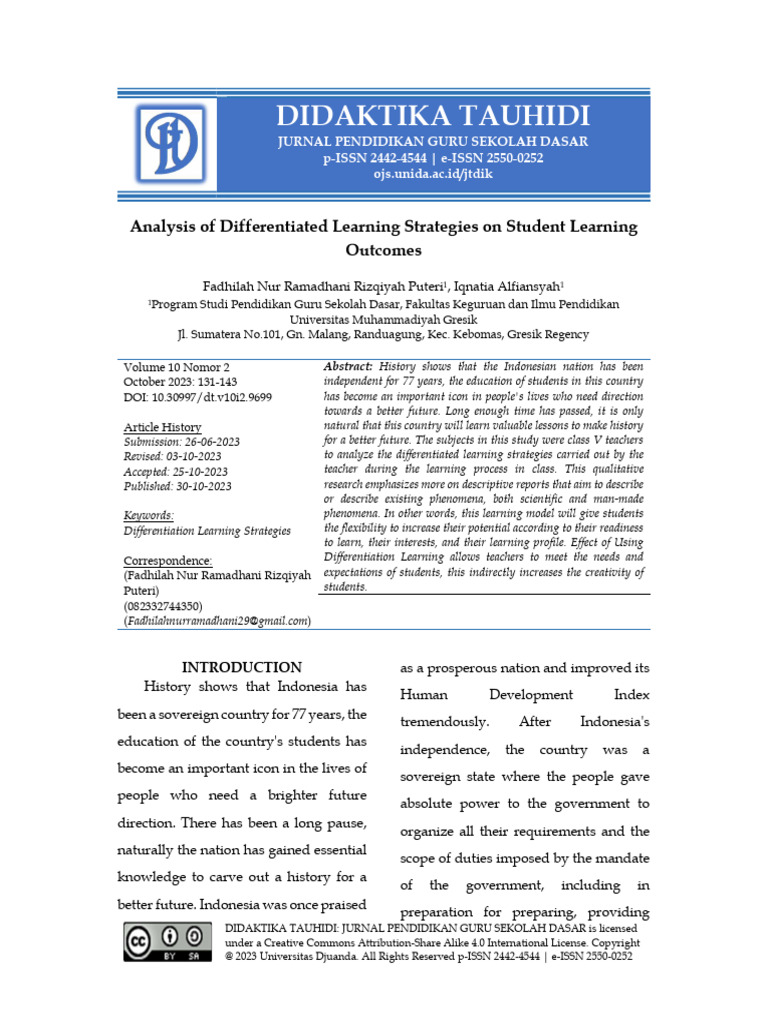 Analysis of Differentiated Learning Strategies On | PDF | Learning | Teachers