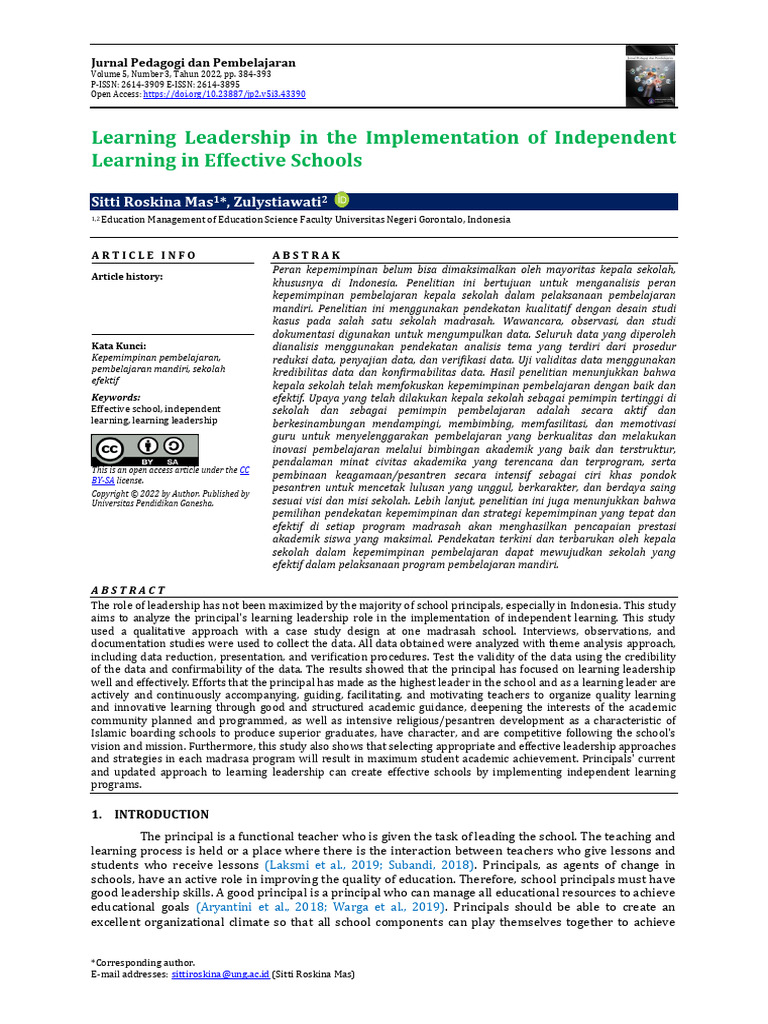 Learning Leadership in The Implementation of Indep | PDF | Teachers | Educational Assessment