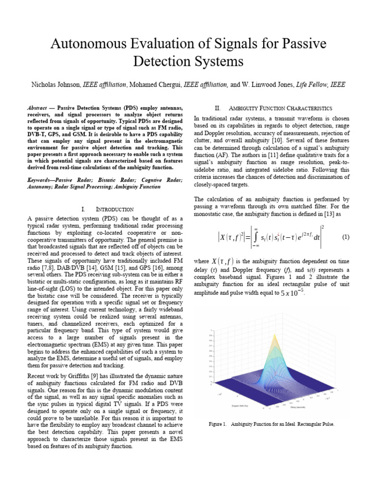 Autonomous Signal Evaluation for PDS | PDF | Frequency Modulation | Radar