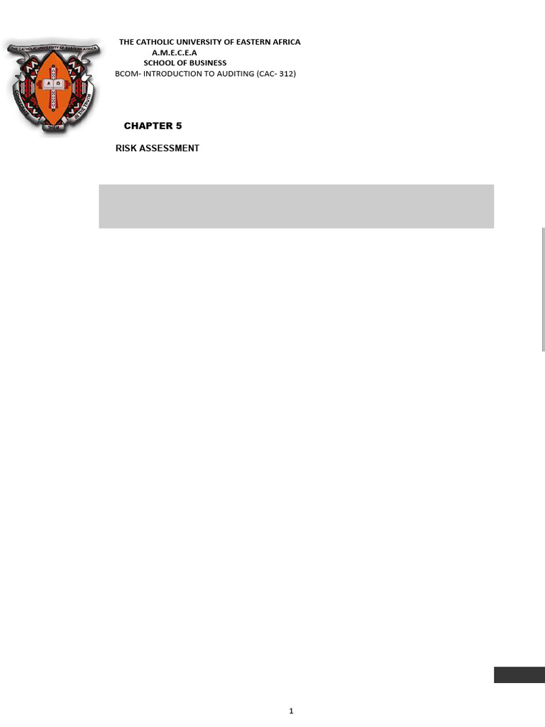Chapter Five - Risk Assessment | PDF | Audit | Risk