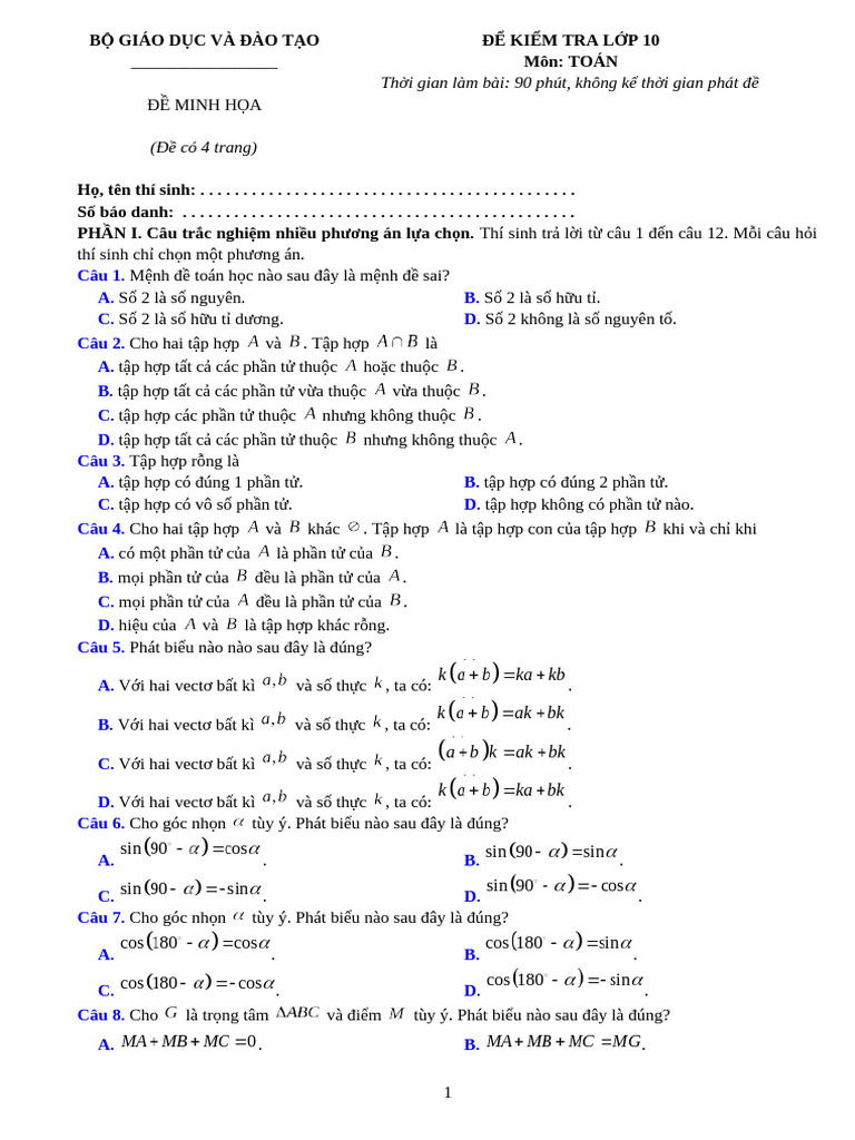 MẪU AZOTA SỐ 1 - ĐỀ MH 2025 BGD (Ko ĐA chi tiết) | PDF