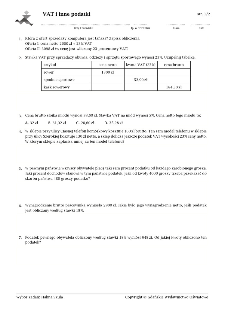 VAT I Inne Podatki | PDF