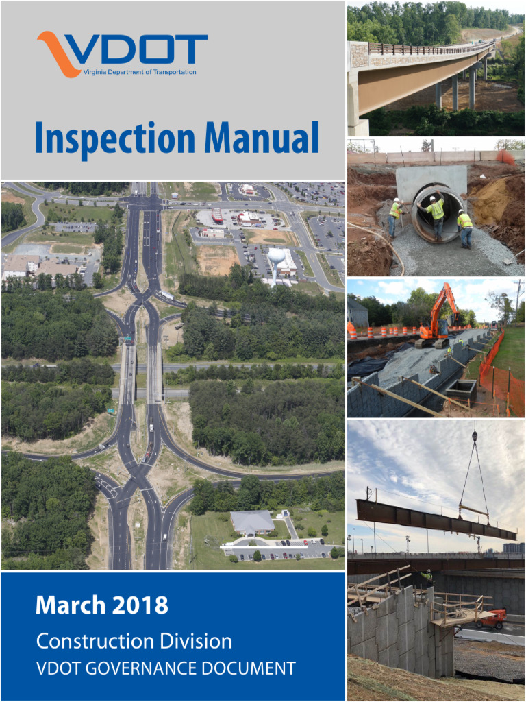 VDOT Inspection - Manual - Acc091322 | PDF | Concrete | Road Surface