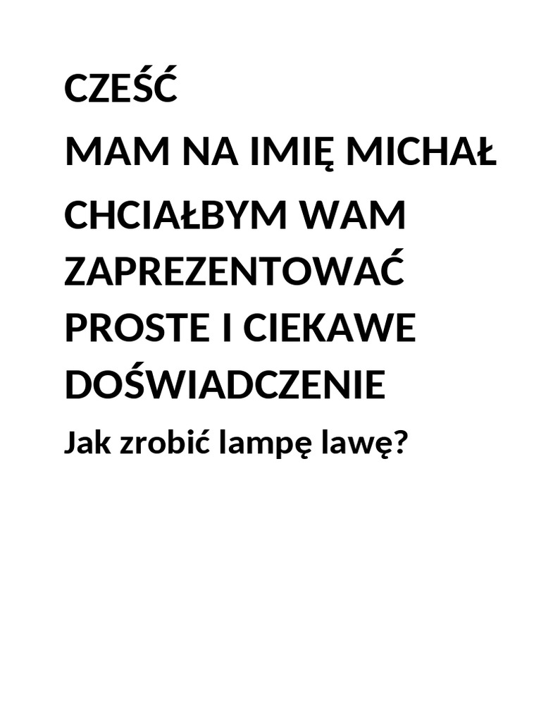 Doświadczenie Lampa Lawa | PDF