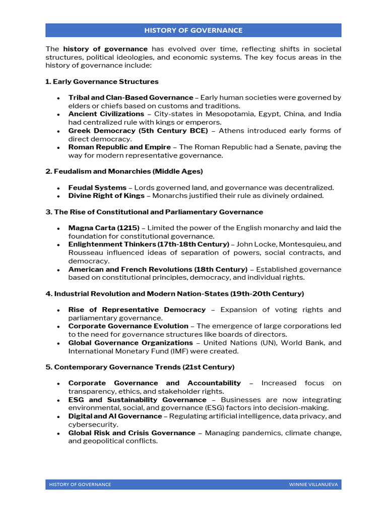 History Focus Governance | PDF | Governance | Corporate Governance