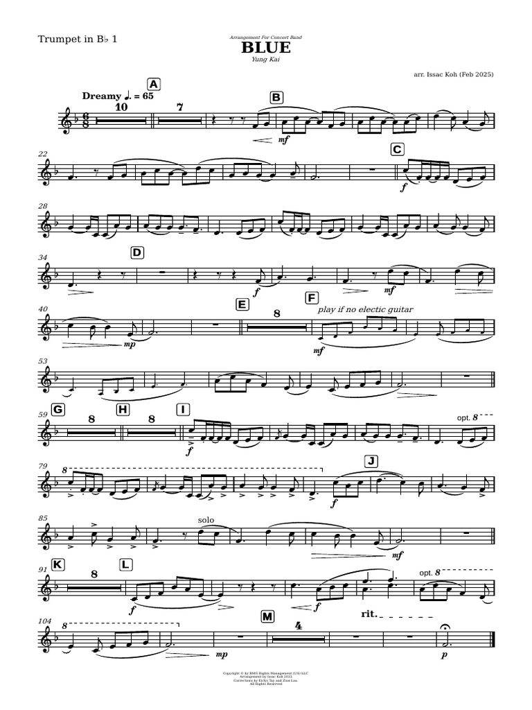 Blue - Yung Kai Trumpet in Bb 1 | PDF
