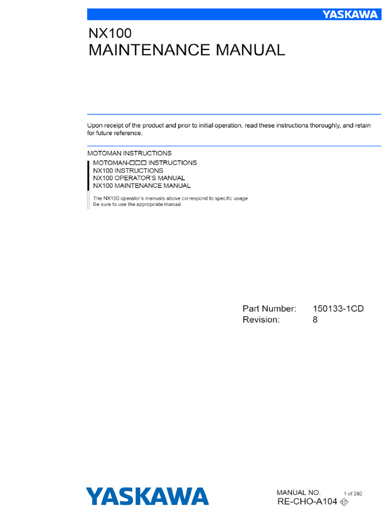 150133-8 - NX100 Maintenance Manual | PDF