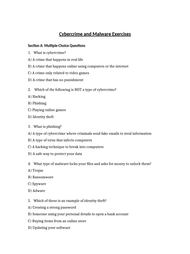 Cybercrime and Malware Exercises | PDF | Cybercrime | Malware