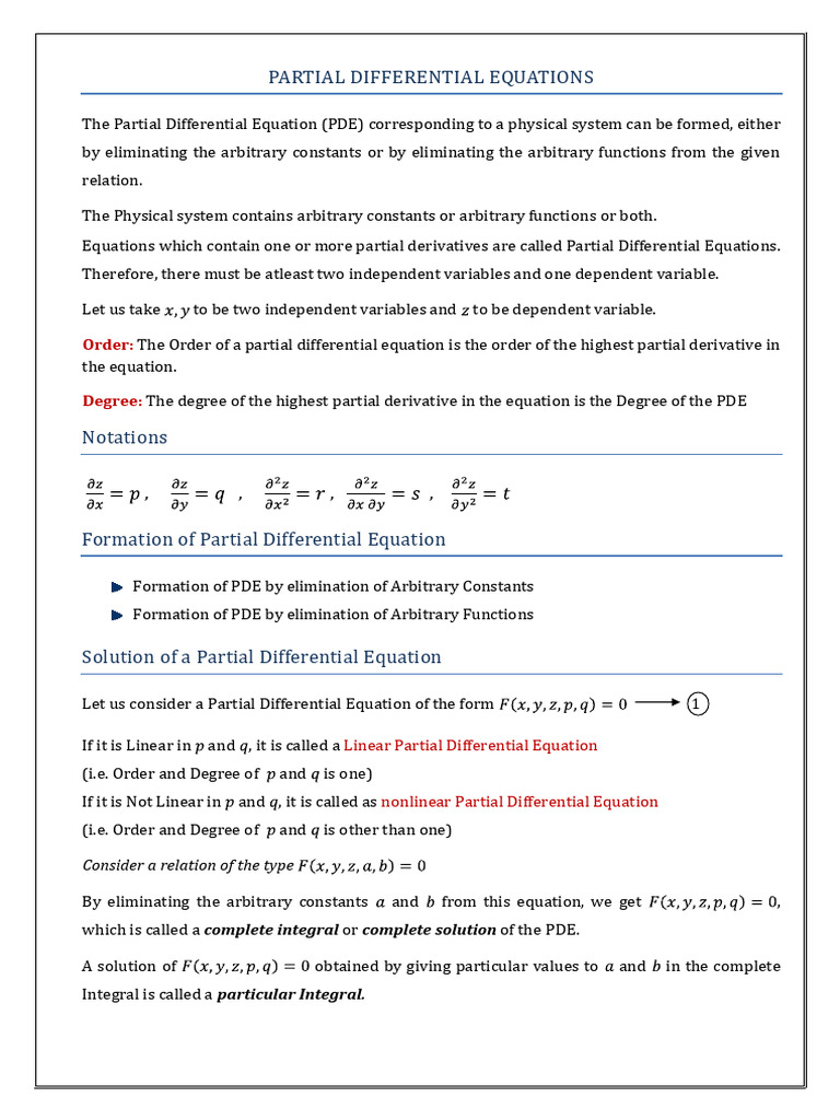 Partial Differential Equations | PDF | Partial Differential Equation | Differential Equations