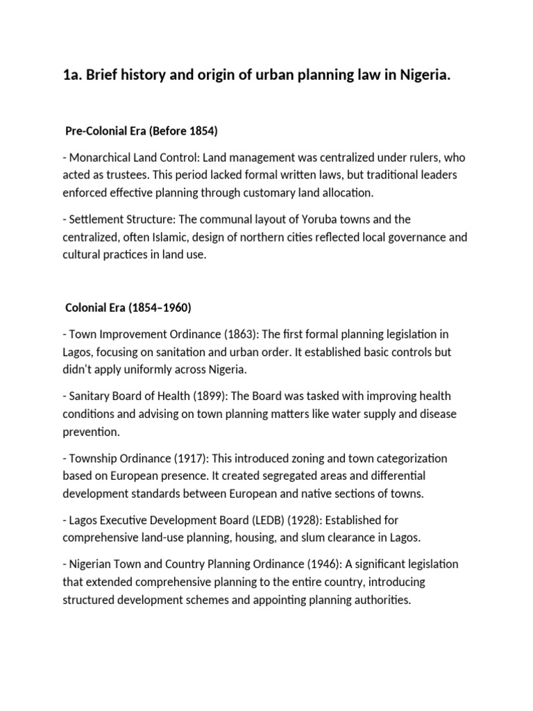 History of Urban Planning Law in Nigeria | PDF | Driving | Regulatory ...