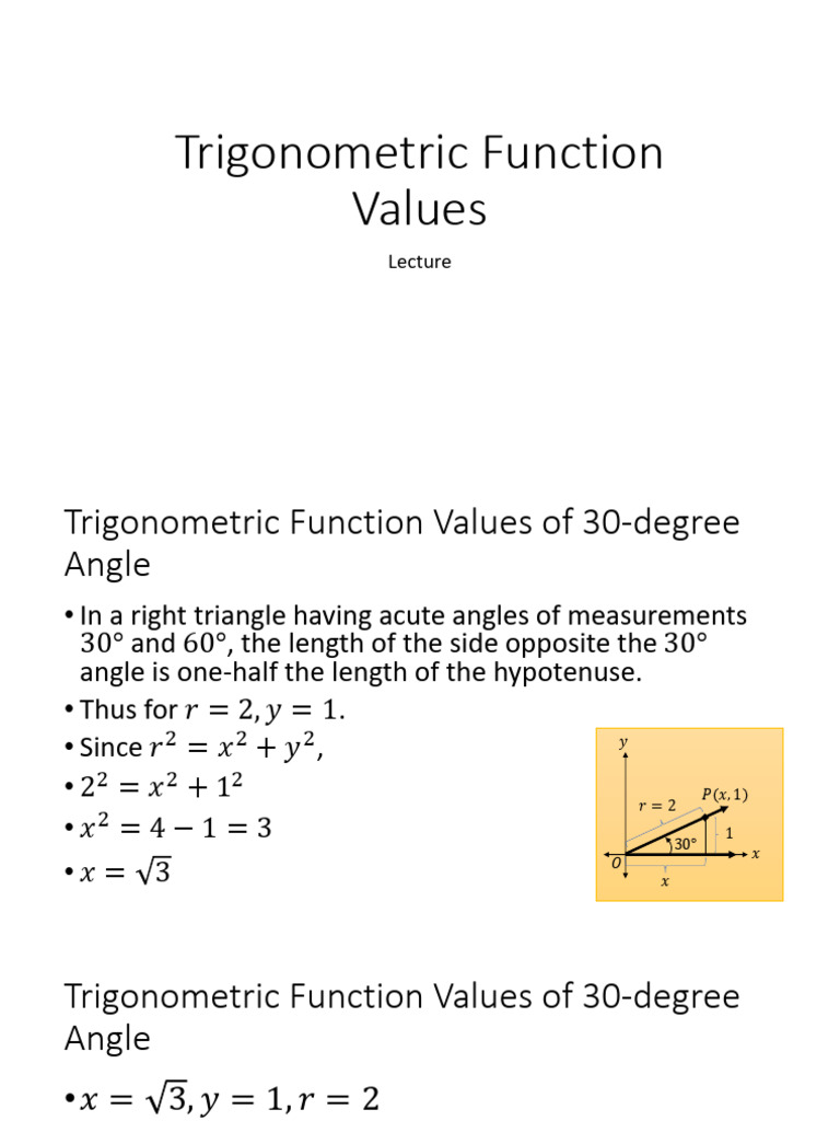 Trigonometric Function Values, SCopy | PDF | Trigonometry ...