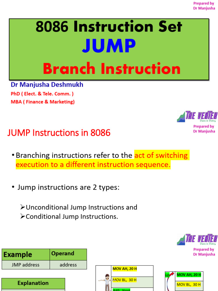 8086 Jump Instructions Guide | PDF | Central Processing Unit | Computer Hardware