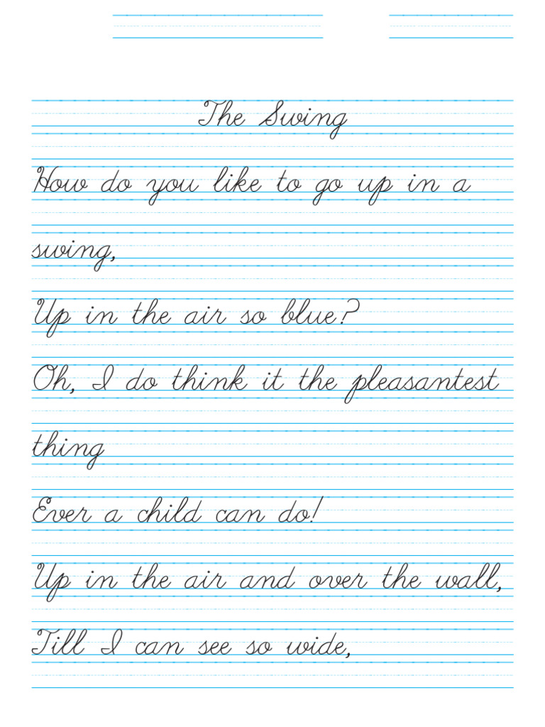 "The Swing Poem by Robert Louis Stevenson" | PDF