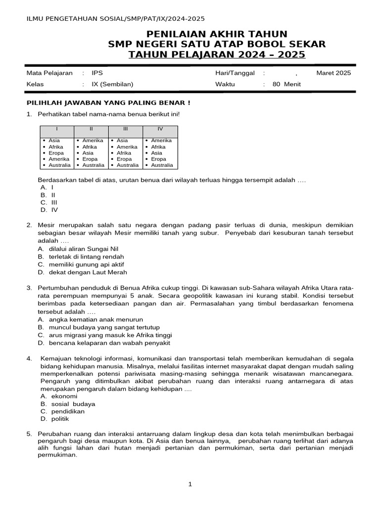 Nefi Naskah Soal Pat | PDF