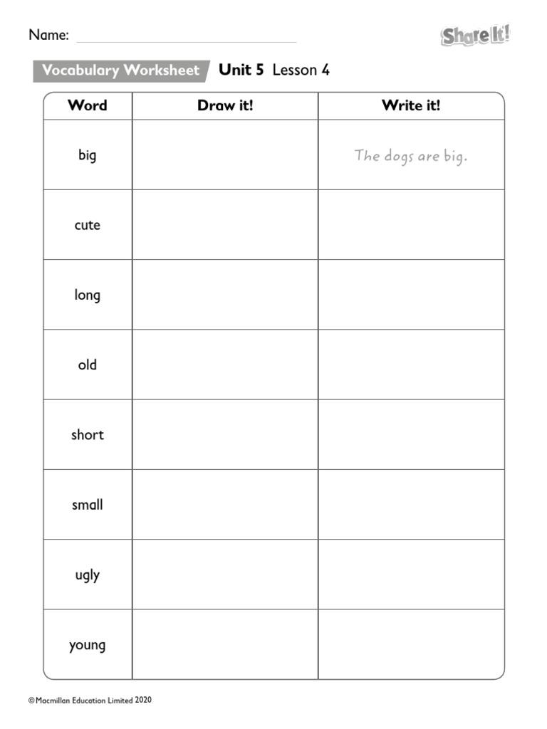 Vocabulary Worksheet: Unit 5, Lesson 4 | PDF