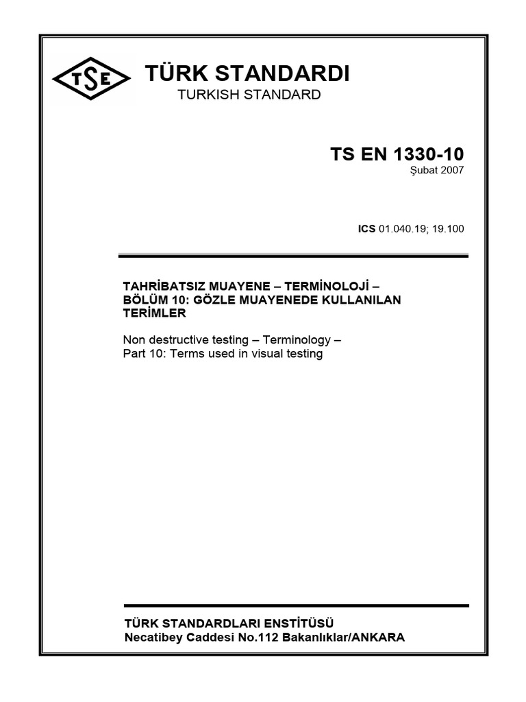 TS en 1330-10 2007 | PDF