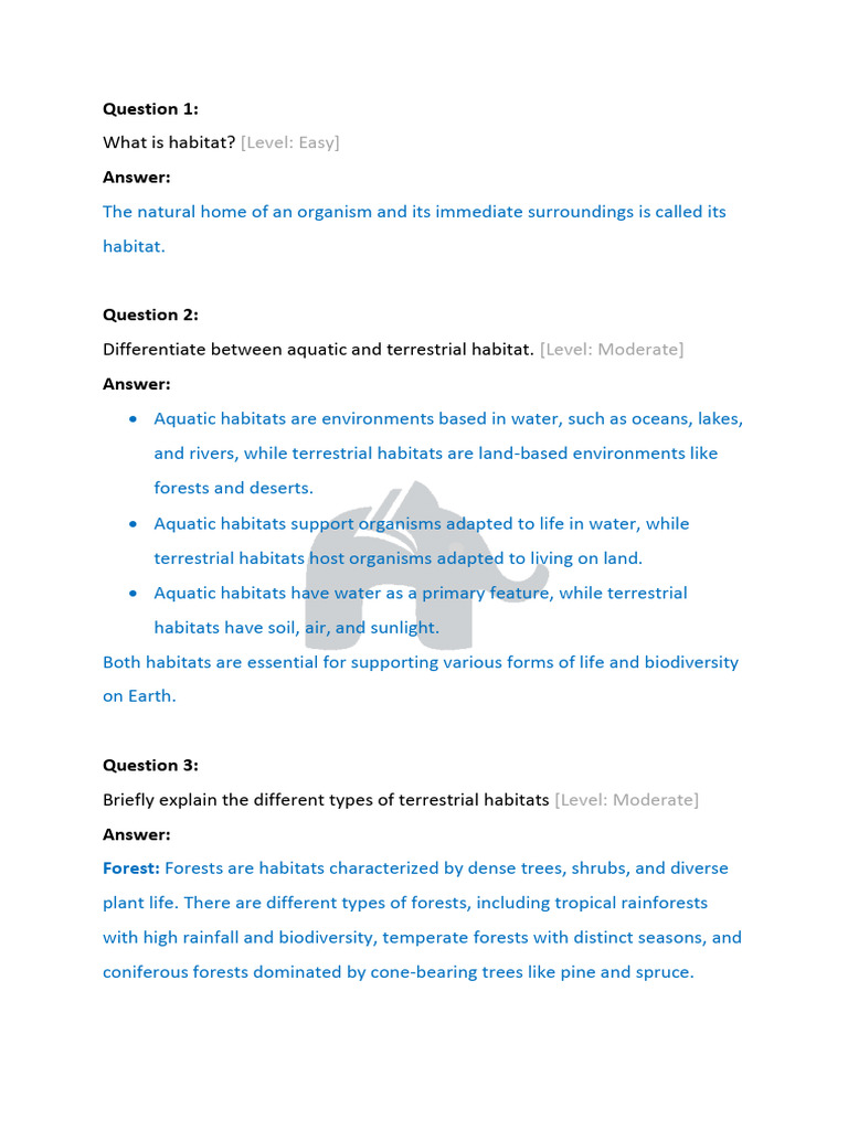 Habitat and Adaptation DPP Solutions | PDF | Habitat | Forests
