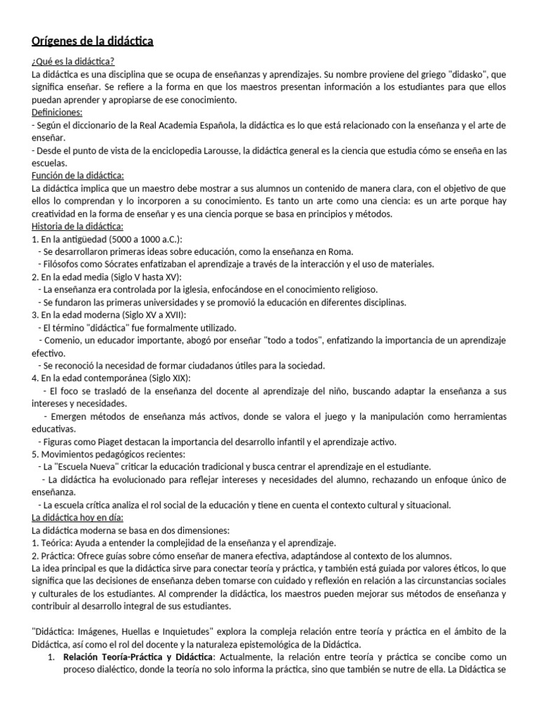 Resumen de Didáctica General | PDF | Enseñando | Aprendizaje