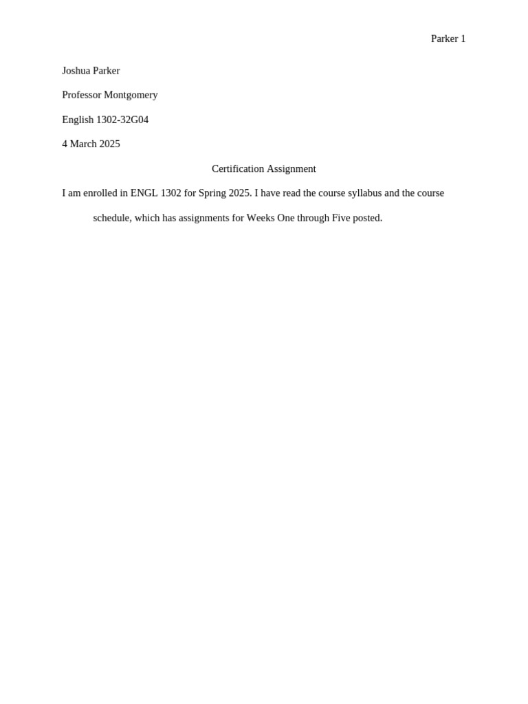 English 1302 Certification Assignment | PDF