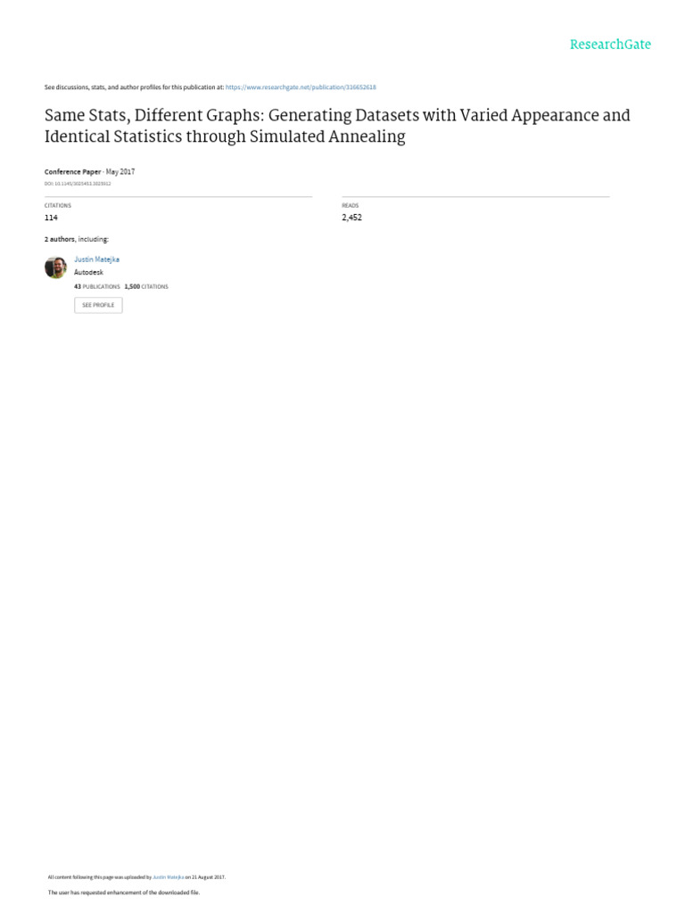 SameStats DifferentGraphs | PDF | Statistics | Applied Mathematics