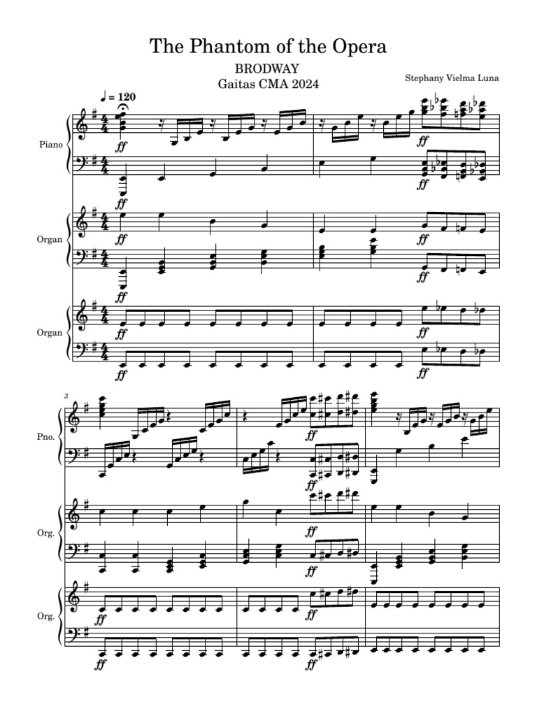 Phantom of The Opera Arrangement | PDF