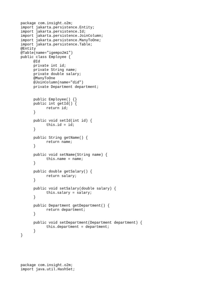 Java JPA Employee-Department Model | PDF | Databases | Control Flow