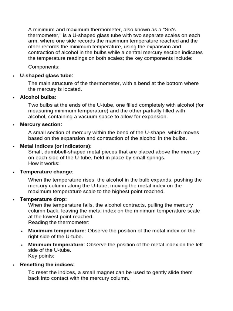 Six's Thermometer: Max-Min Temp Guide | PDF | Thermometer | Temperature