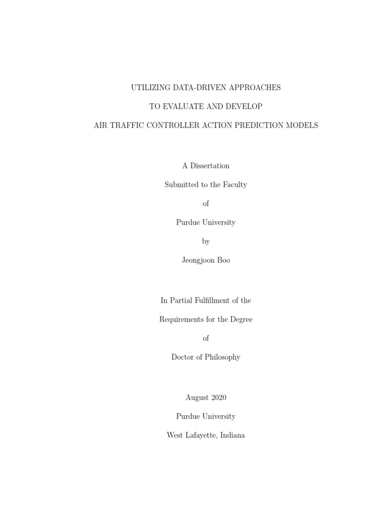PHD - Dissertation - AIR TRAFFIC CONTROLLER ACTION PREDICTION MODELS | PDF | Air Traffic Control ...