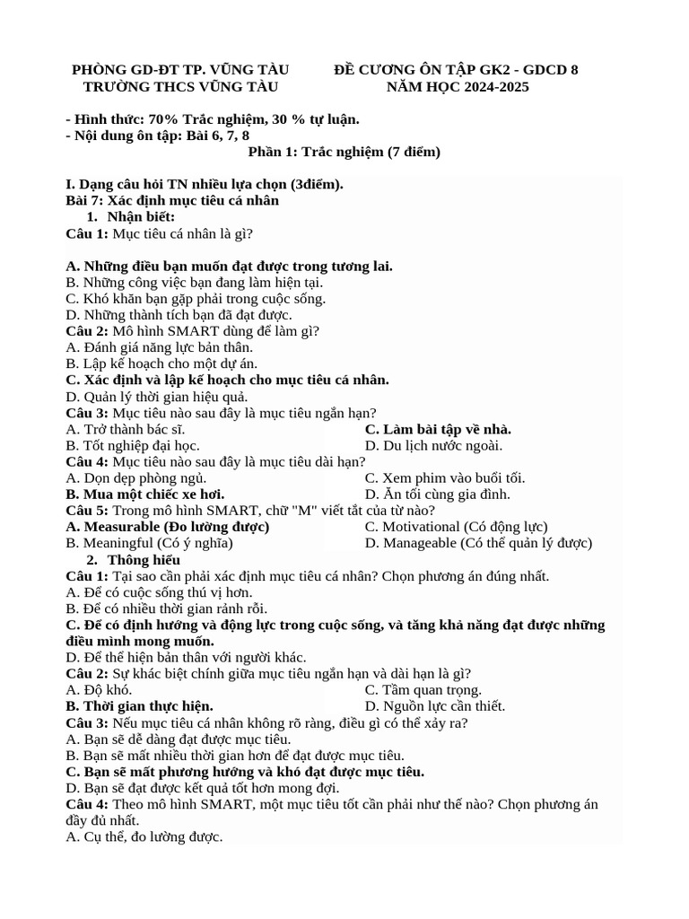 Đề cương GK2-GDCD8 (24-25) | PDF