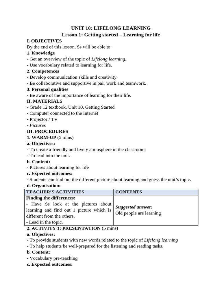 G12 - U10 - Getting Started | PDF | Question | Reading Comprehension