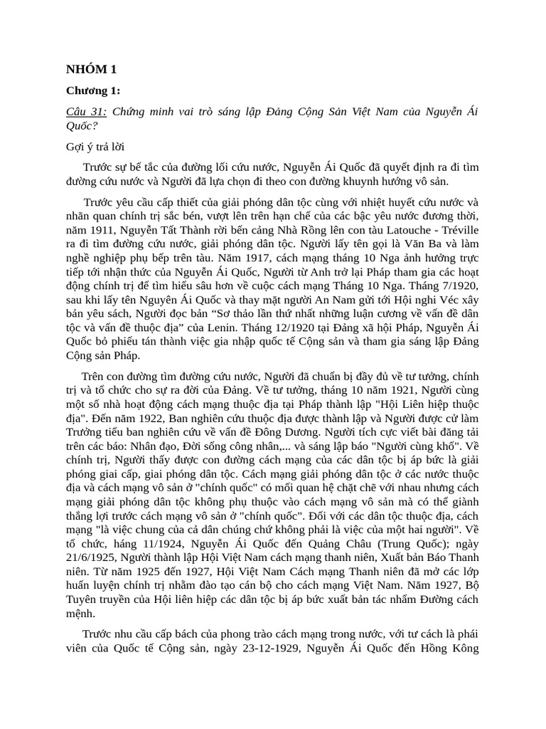 G I Ý TR L I (Nhóm 1 Chương 1 Câu 31) | PDF